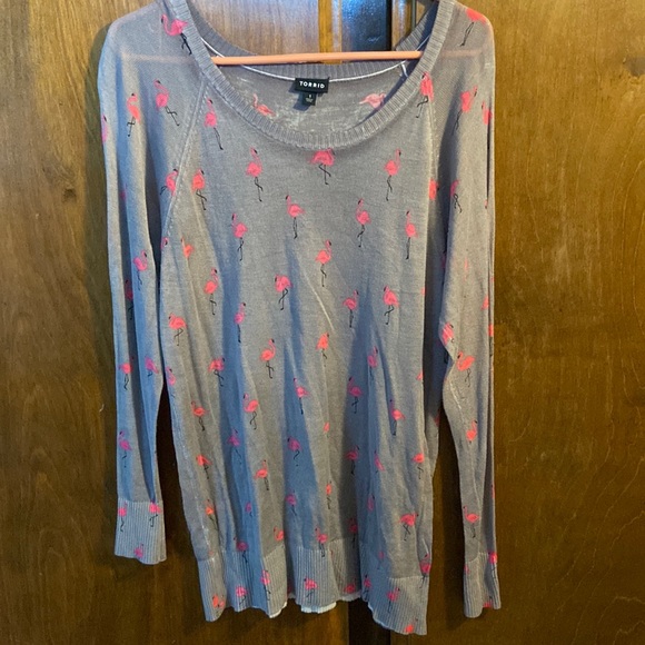 torrid | Sweaters | Torrid Grey Flamingo Sweater Top Size Plus Womans ...